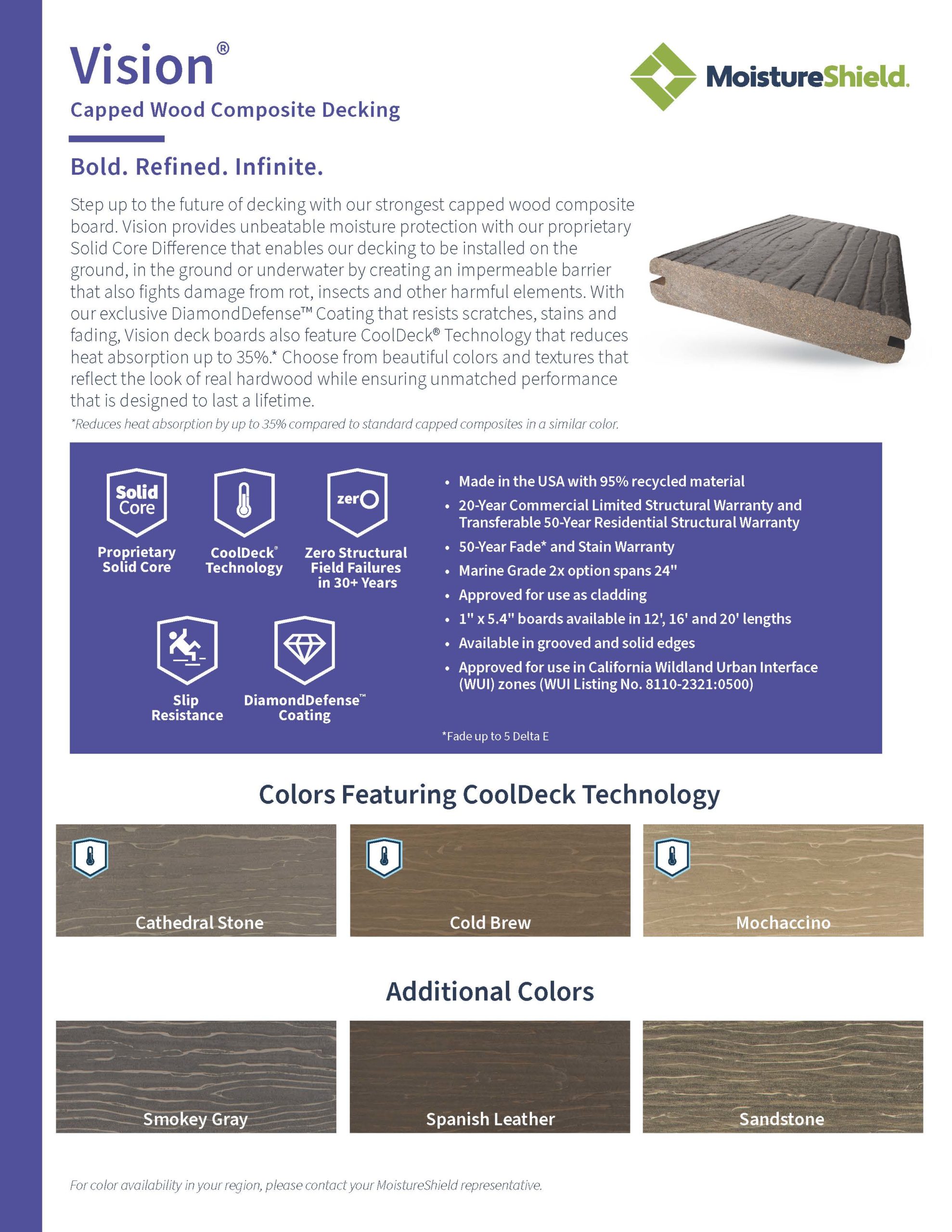 Deck Specifications for MoistureShield Composite Decking