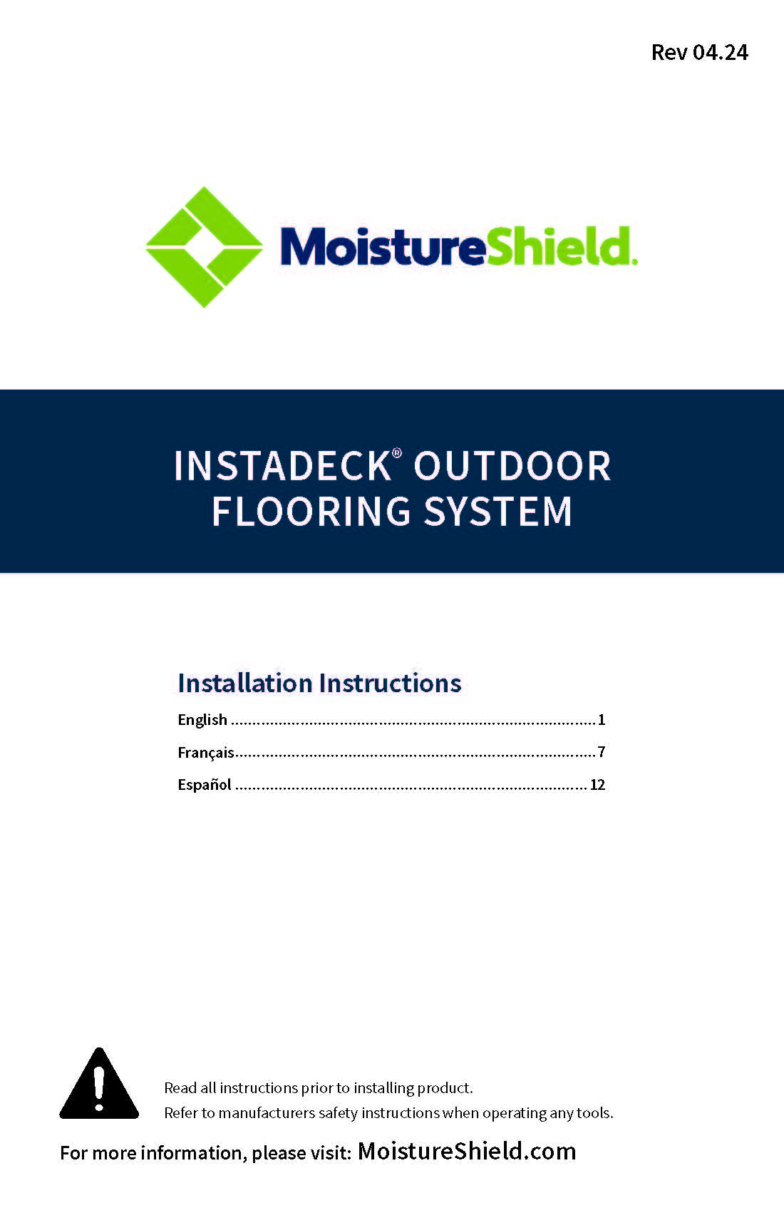 Deck Specifications for MoistureShield Composite Decking
